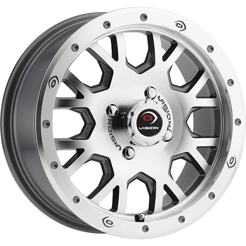 Vision Invader Gray/Silver Wheel 15x6 +38 4x156 - Off-Road Rim Financing